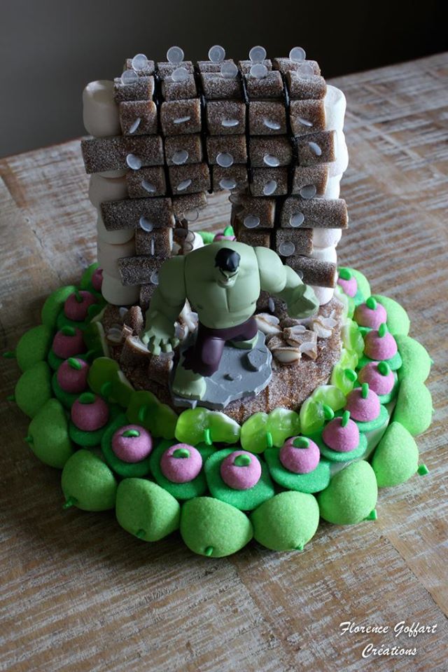 Gâteau de bonbons Hulk - Latelierdessoeurettes